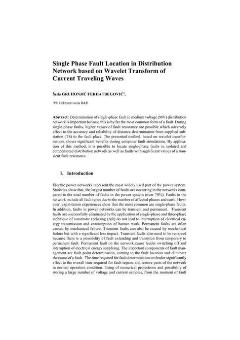 pdf single phase fault location in distribution network based on wavelet transform of current