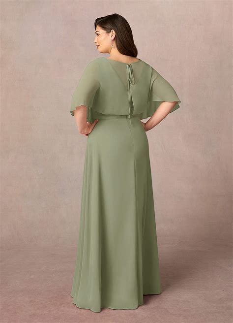 Azazie Oksana Pistachio A Line V Neck Pleated Chiffon Dress Azazie