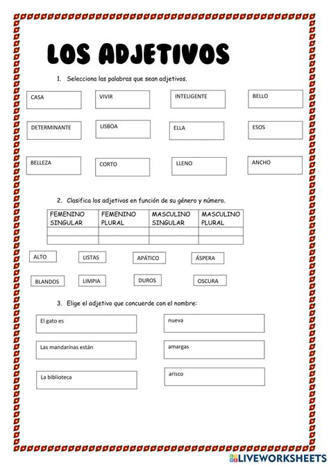 Los Adjetivos Interactive Exercise For Segundo De Primaria Artofit