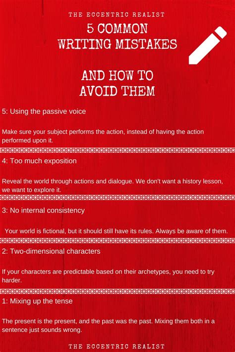 A Red Poster With The Words Common Writing Misstakes And How To Avoid