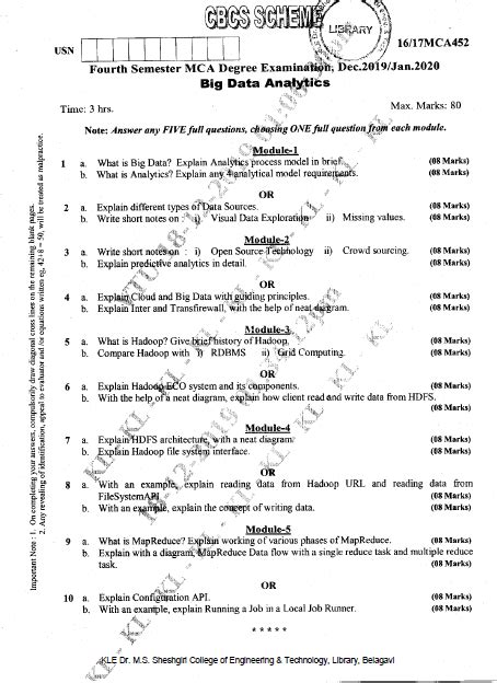 Visvesvaraya Technological University Mca Cbcs Fourth Semester