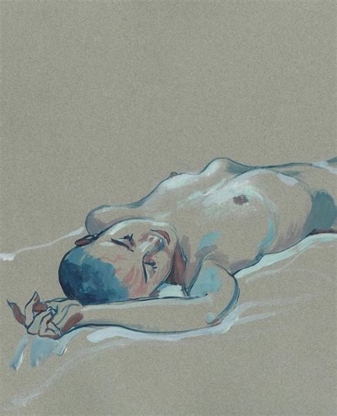 A Drawing Of A Naked Man Laying In The Sand With His Head Down And Eyes