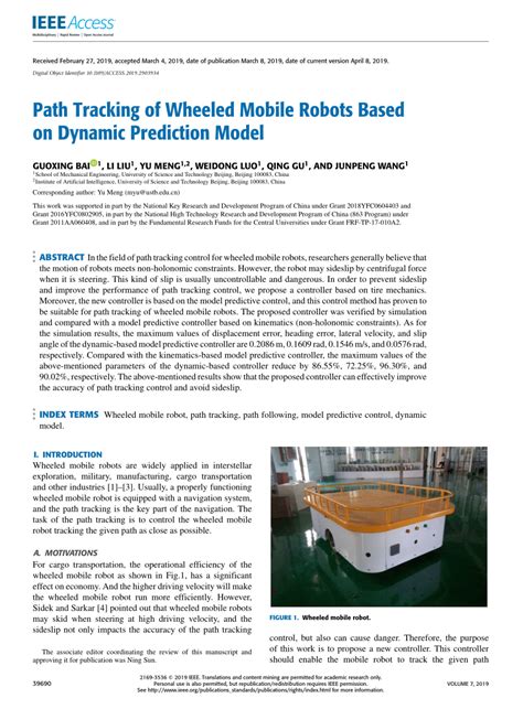 pdf path tracking of wheeled mobile robots based on dynamic prediction model