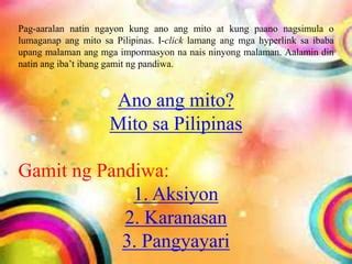 Mito At Gamit Ng Pandiwa PPT