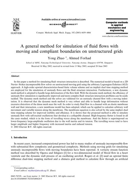 pdf a general method for simulation of fluid flows with moving and compliant boundaries on