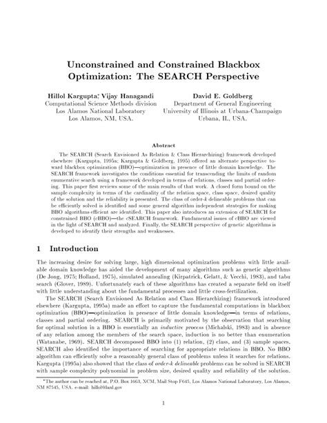pdf unconstrained and constrained blackbox optimization the search perspective