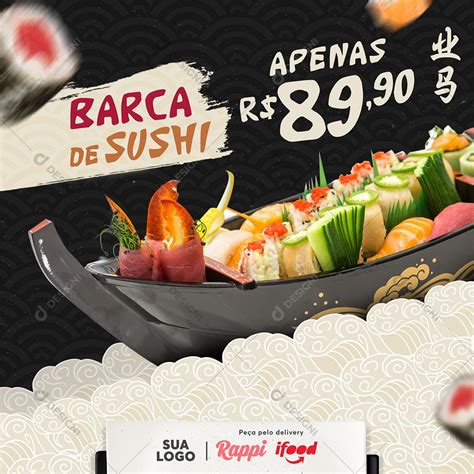 Post Feed Comida Japonesa Barca De Sushi Social Media Psd Edit Vel
