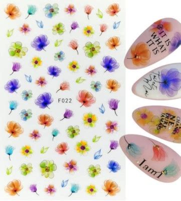 NAKLEJKI Samoprzylepne Do PAZNOKCI Kwiaty F021 12332926761