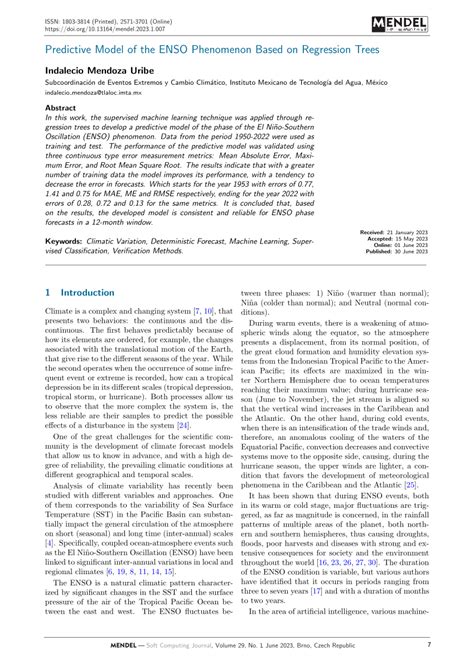 pdf predictive model of the enso phenomenon based on regression trees
