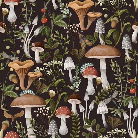 Papel pintado de setas botánicas mural de setas vintage Etsy España