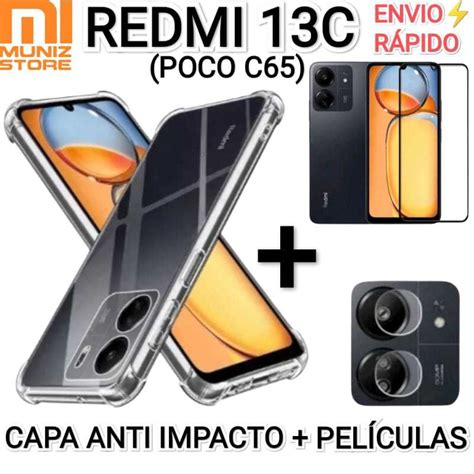 Kit Case e Película Redmi 13C Poco C65 Capa Anti Impacto Película