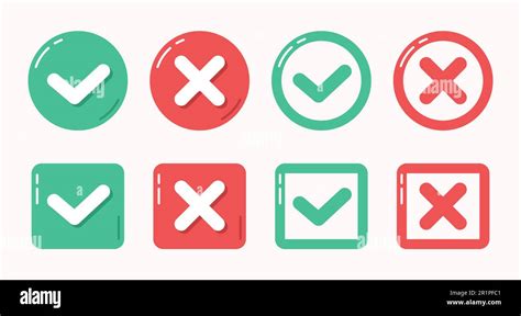Set Of Green Check Mark And Red Cross Approved And Rejected Badges In