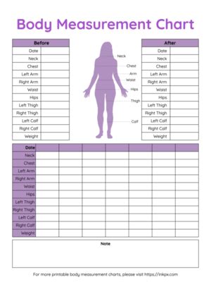 Free Printable Body Measurement Chart For Female In Pdf Png And