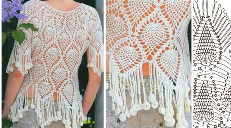 BELLA BLUSA A CROCHET CON MOTIVO PIÑA Manualidades DIY
