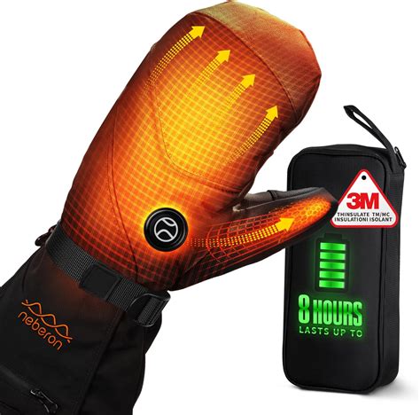 Neberon Heated Mittens For Men Women Rechargeable Electric Battery
