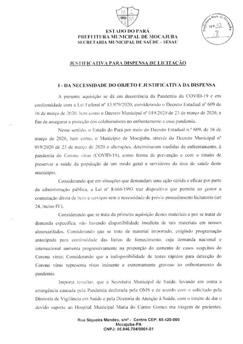 JUSTIFICATIVA DO PREÇO Prefeitura Municipal de Mocajuba Gestão 2021