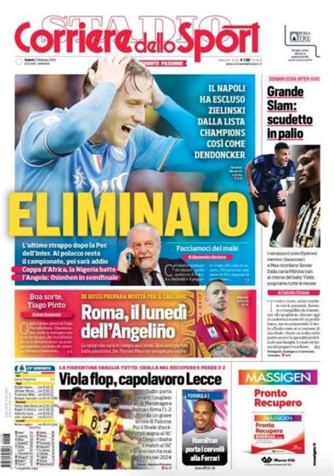 PRIMA PAGINA Cds Campania Eliminato E Arrivata La Pec Dell Inter