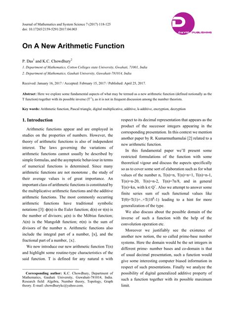 pdf on a new arithmetic function