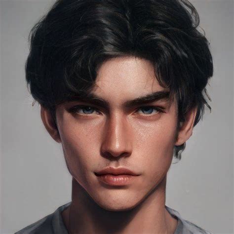 Art Breeder Male Black Hair Blue Eyes Portrait Character Portraits