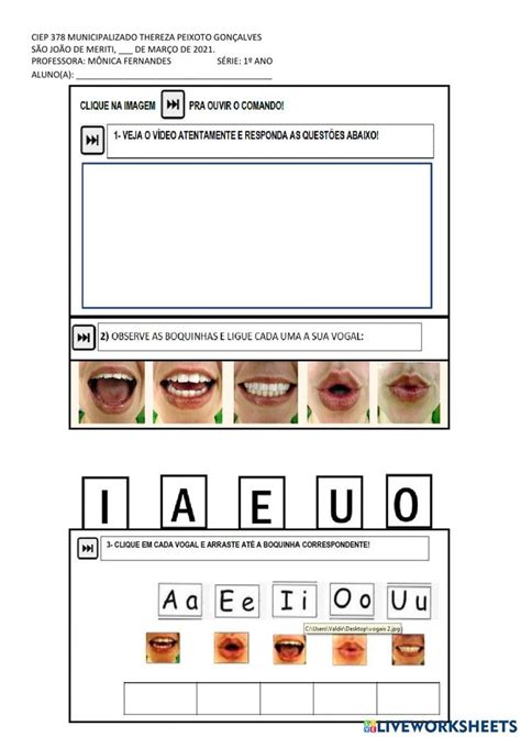 Vogais Boquinhas Interactive Worksheet Education