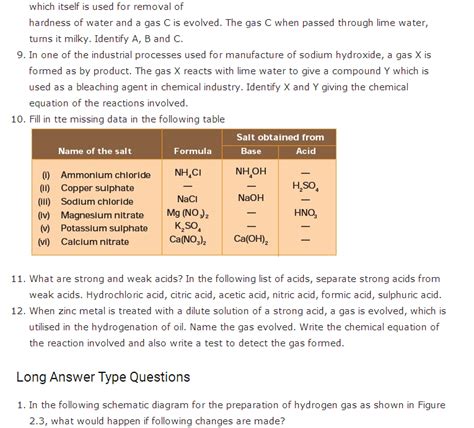 important questions for class 10 science chapter 2 acids bases and salts