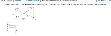 Solved Find The Missing Values By Solving The Parallelogram Chegg