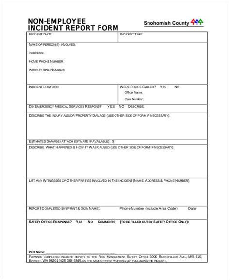 Employee Incident Report Template Master Template