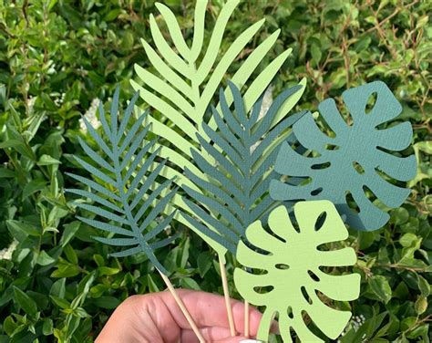Jungle Cake Topper Palm Leaves Cake Topper Green Leaves Leaf Cake
