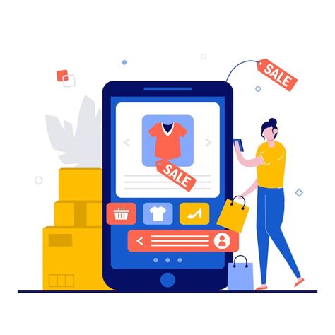 Compras en línea concepto de comercio electrónico con carácter