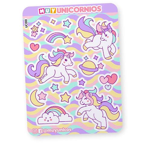 Unicornios Planchas de Stickers Diseños Muy Únicos
