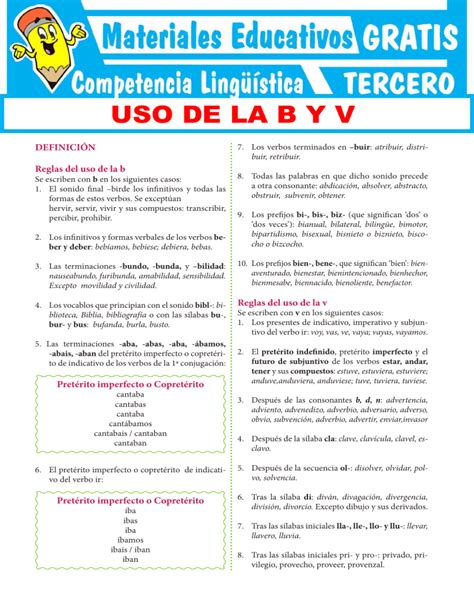 Uso De La B Y V Para Tercer Grado De Secundaria