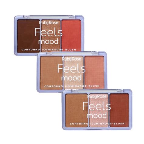 Paleta Contorno Iluminador Blush Ruby Rose Feels Mood Hb7526 Shopee