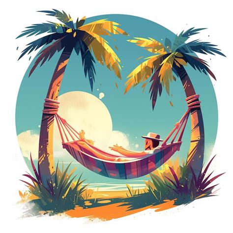 Premium Vector Relaxing In A Hammock Under Palm Trees