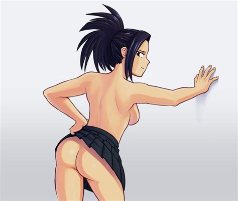 Rule 34 Against Wall Ass Black Eyes Black Hair Boku No Hero Academia Breasts Female Hand On