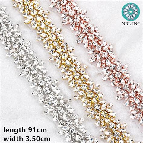 1 YARD Argento Trasparente Da Sposa Con Perline Di Cristallo Strass