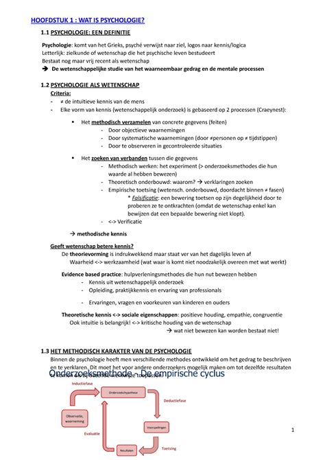 Samenvatting Psychologische Thema S HOOFDSTUK 1 WAT IS PSYCHOLOGIE