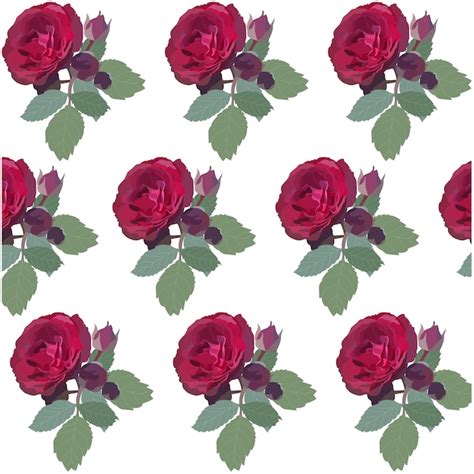 Fondo con patrón de rosas rojas Vector Gratis