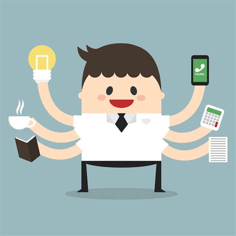 Premium Vector Businessman With Multi Tasking And Multi Skill
