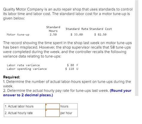 SOLVED Quality Motor Company Is An Auto Repair Shop That Uses