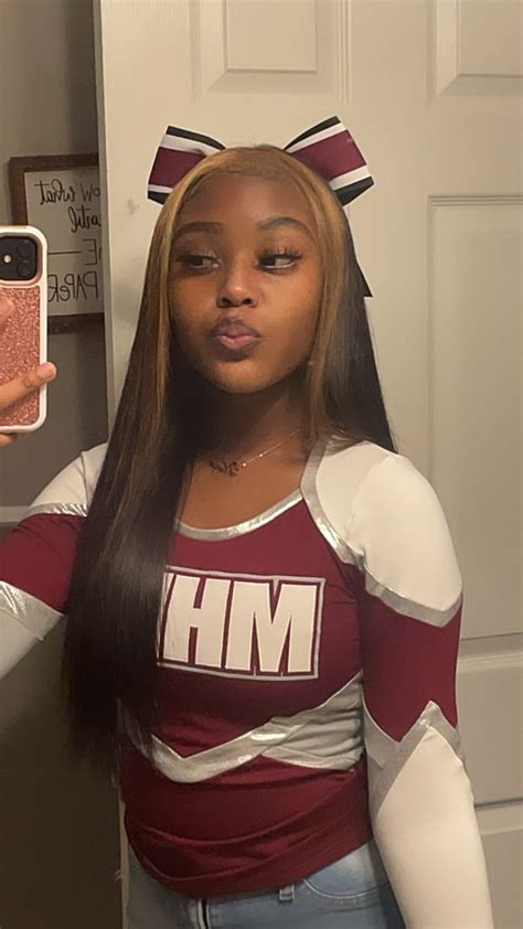 Pin On Cheer Stuff Cheer Outfits Black Cheerleaders Cheerleading Hairstyles