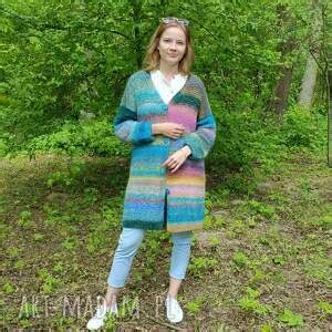 Multikolorowy Kardigan Nietypowe Swetry ღ art Madam pl