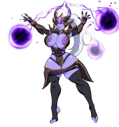 League Of Legends Rule Full Length Syndra White Hair Purple Skin