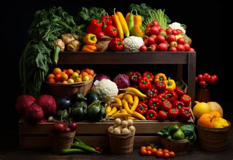 Premium AI Image A Diverse Assortment Of Fresh Fruits And Vegetables