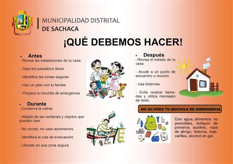 ESTEMOS PREPARADOS ANTE UN SISMO Municipalidad Distrital De Sachaca