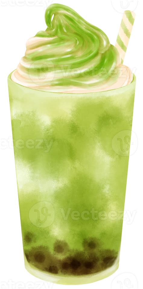 Matcha Latte Milk Tea Drink Watercolor 9695070 PNG