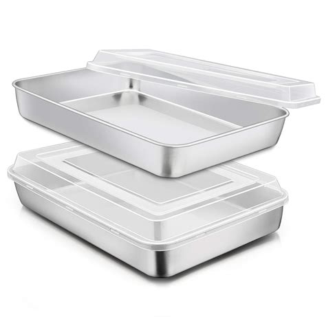 Stainless Steel Baking Pan with Lid E far 12⅓ x 9¾ x 2 Inch Rectangle