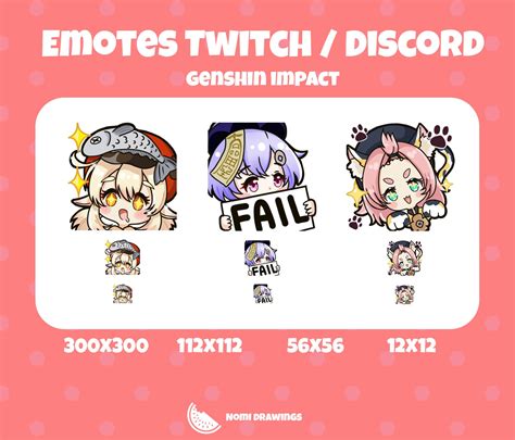 Pack Genshin Impact Diona Qiqi Klee Emotes für Twitch und Discord Etsy de