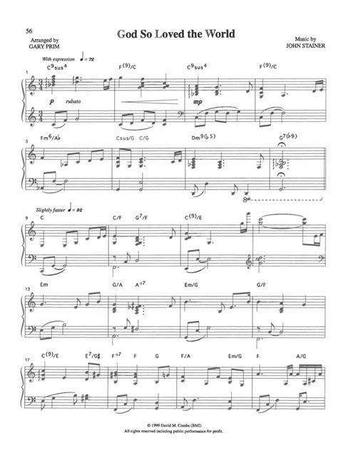 God So Loved The World Arr Gary Prim By John Stainer Sheet Music For