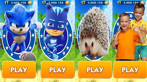 Sonic Dash Movie Sonic Vs Tag With Ryan Pj Mask Catboy Vs Real Life