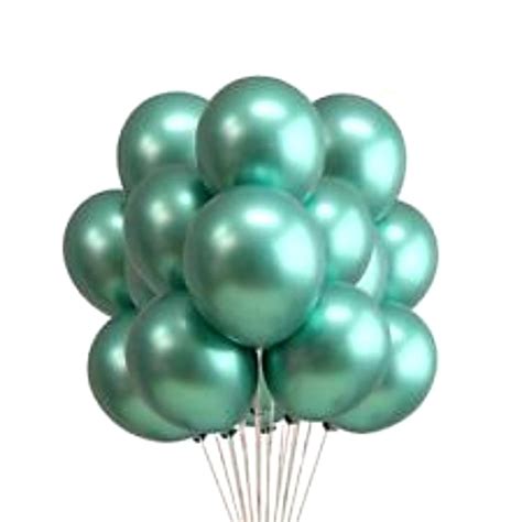 10 Unid Balão Bexiga Verde 9 Pol Cromado Metalizado Aluminio Platino